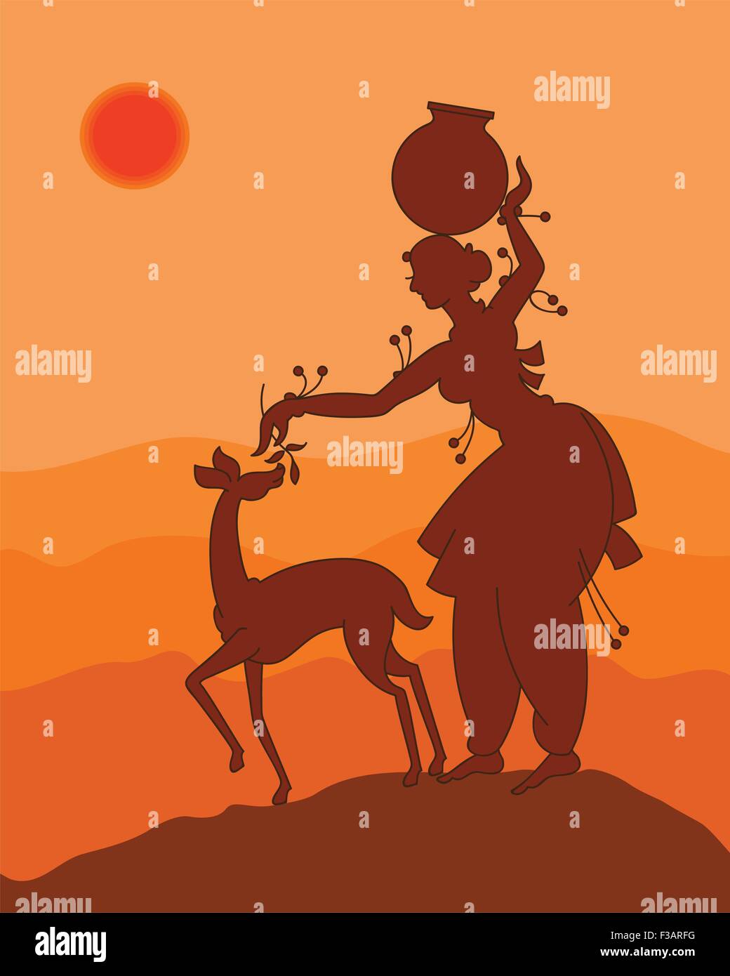 Shadow Art, Women With Dear Vector Art Stock Vector Image & Art - Alamy