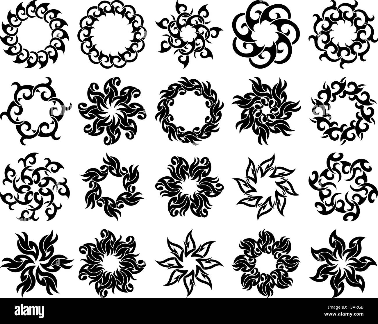 Tattoo Sun, Flame Tribal Design Collection Vector Art Stock Vector ...