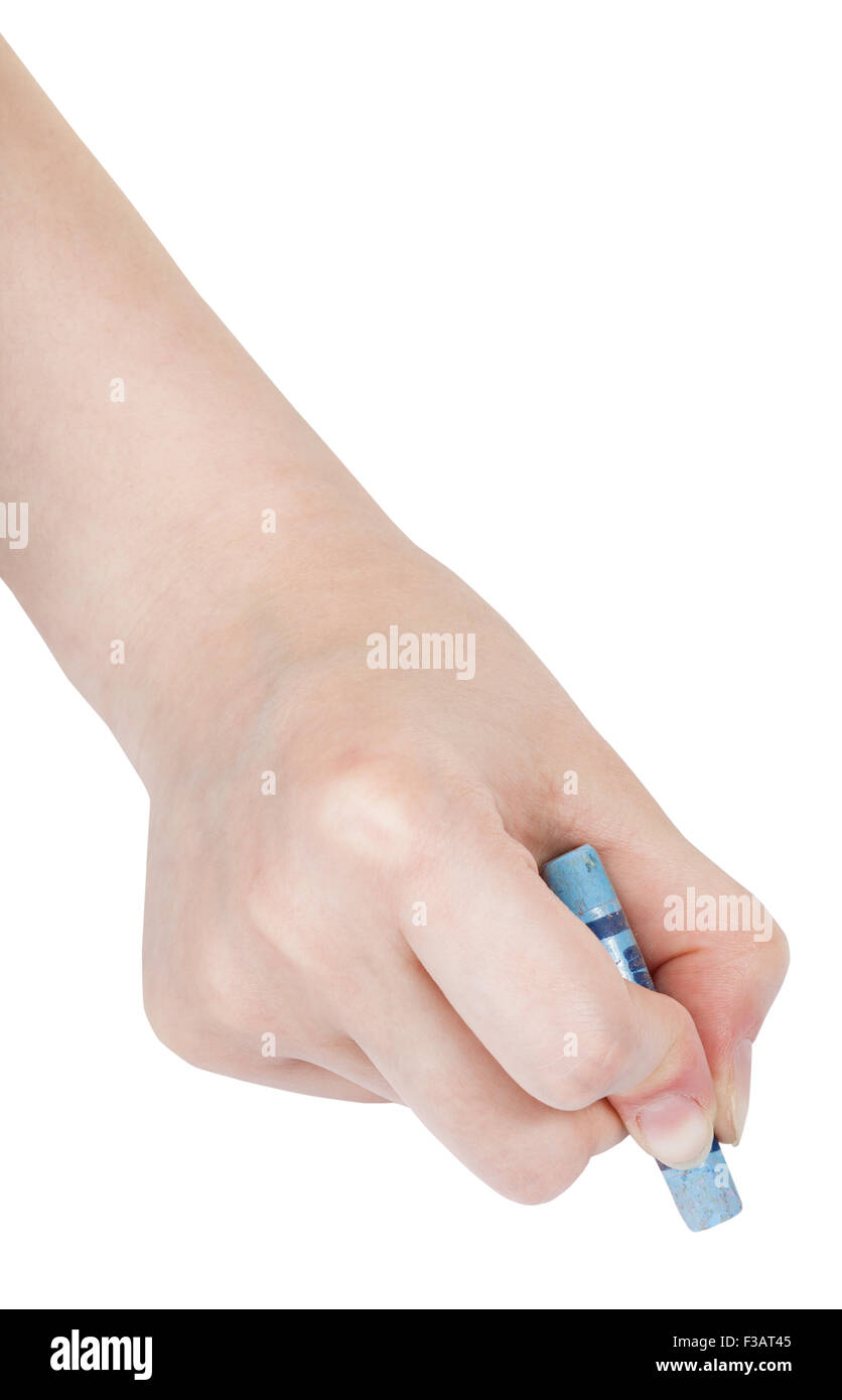 hand drafts by blue pastel isolated on white background Stock Photo - Alamy