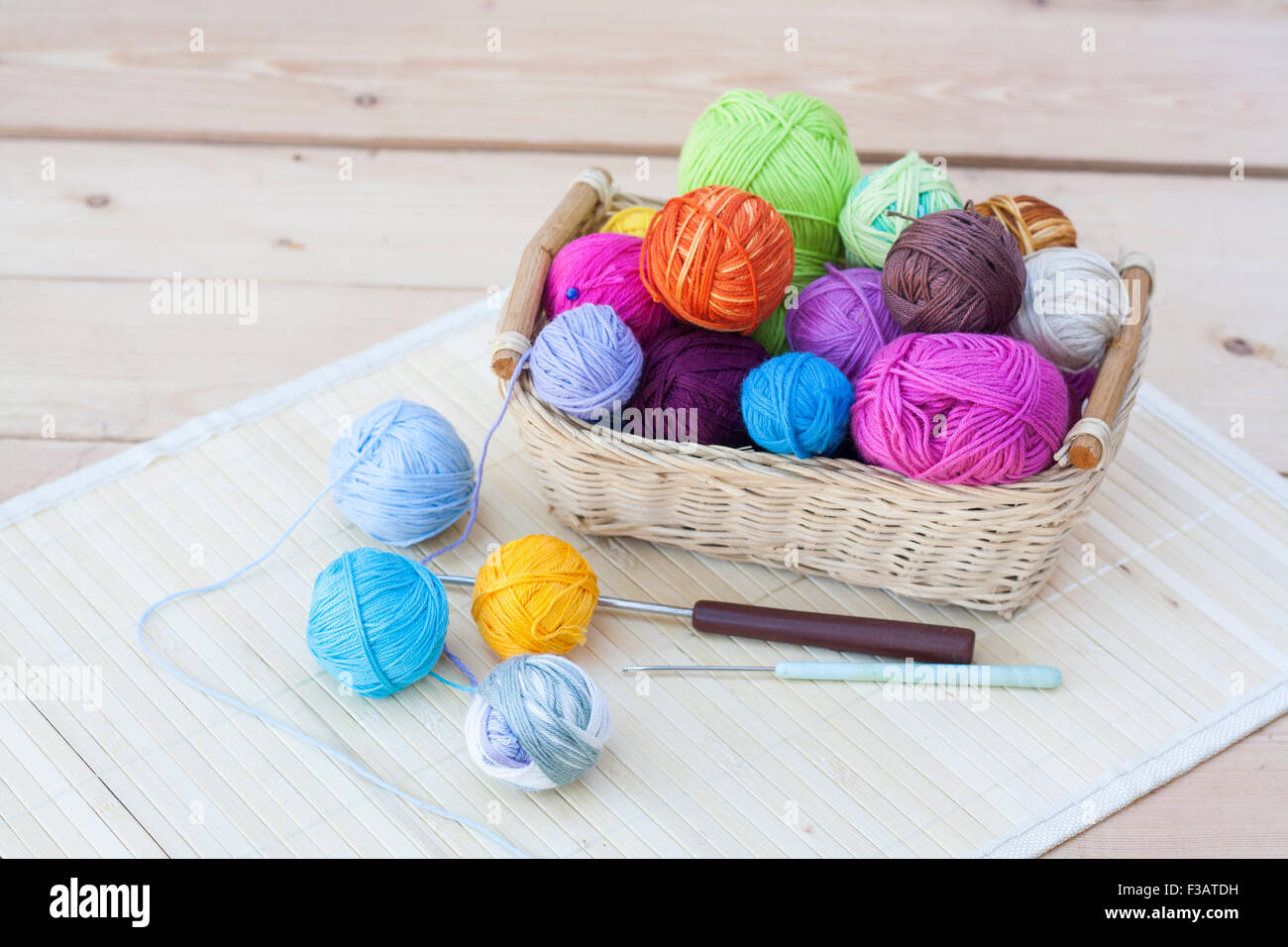 Colorful clews crochet hook on hi-res stock photography and images - Alamy