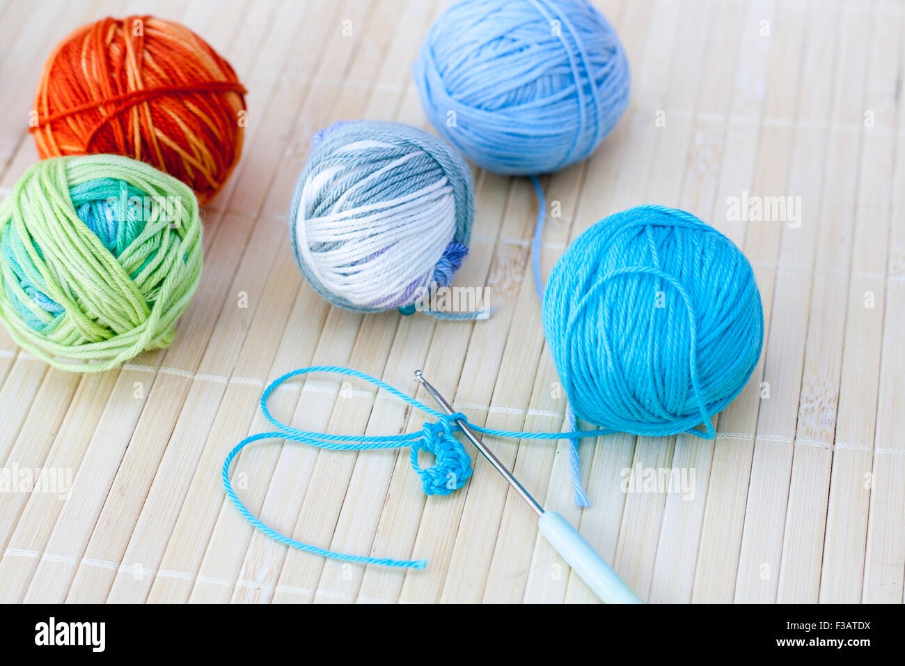 Colorful clews crochet hook on hi-res stock photography and images - Alamy