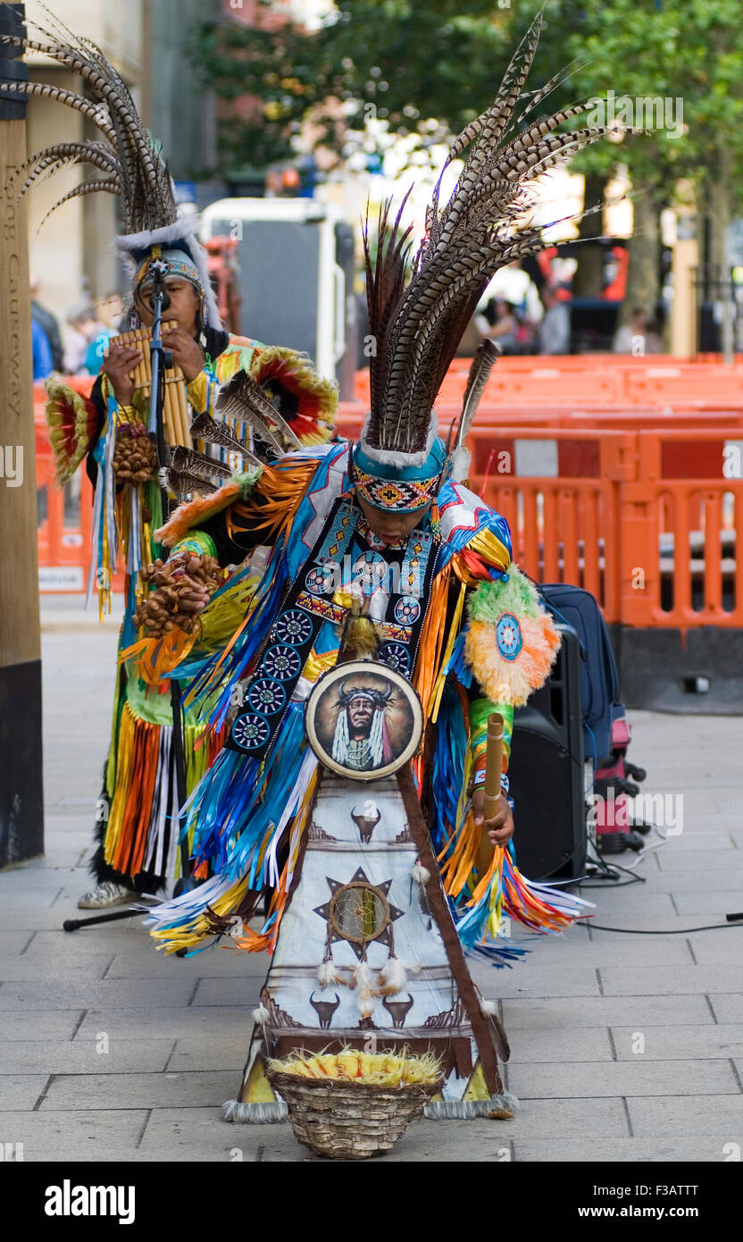 Peterborough, UK. October 3rd 2015. Red Indians wearing traditional ...