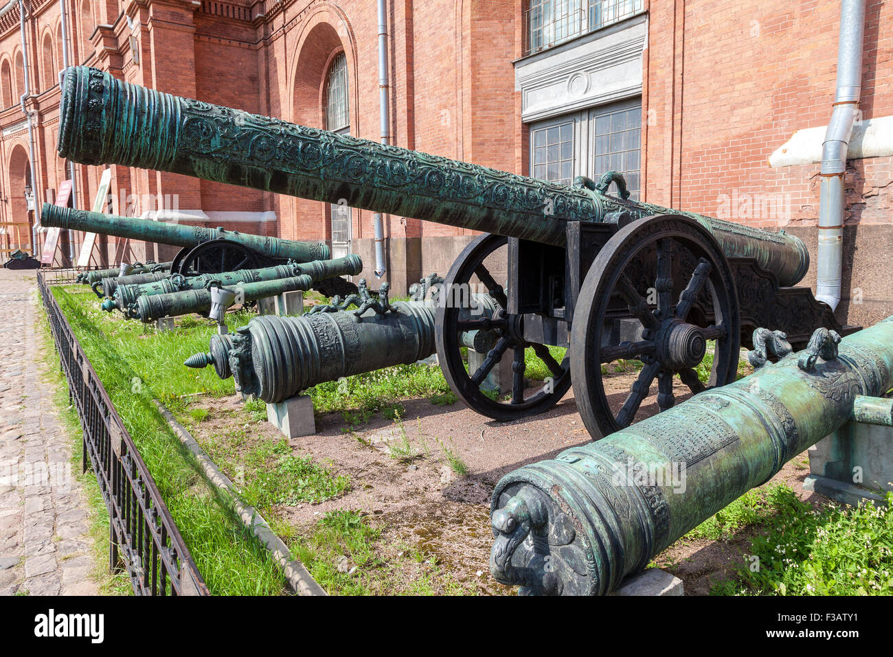 Ancient bronze cannons in Museum of Artillery in summer sunny day Stock ...