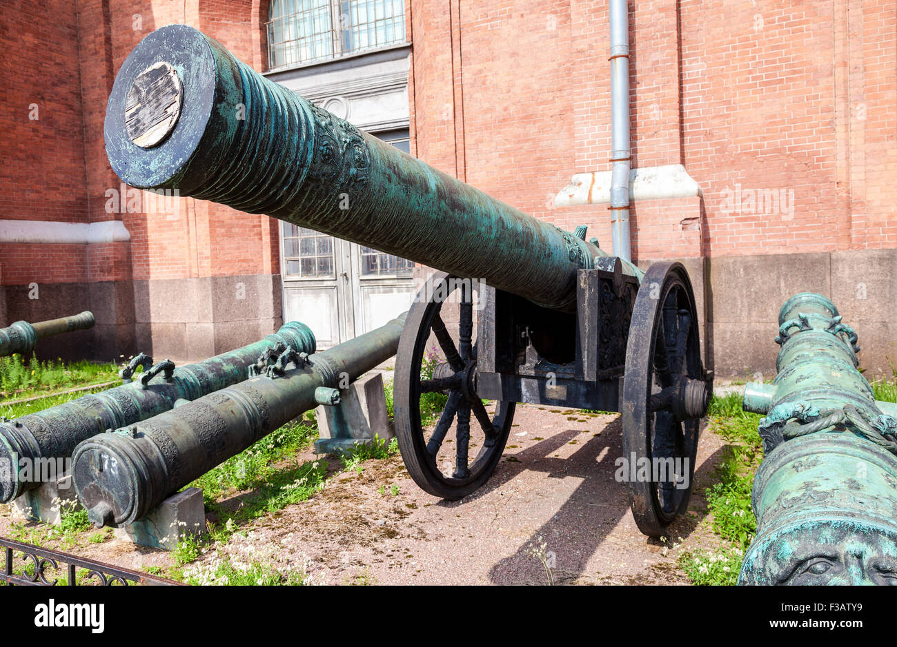 Ancient bronze cannon "Bear" 1590 year in Artillery museum in summer ...