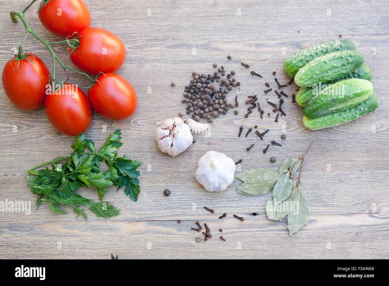 Fresh vegetables and spices Stock Photo - Alamy