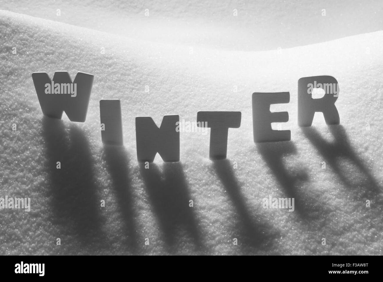 White Letters Building English Text Winter On White Snow. Snowy ...