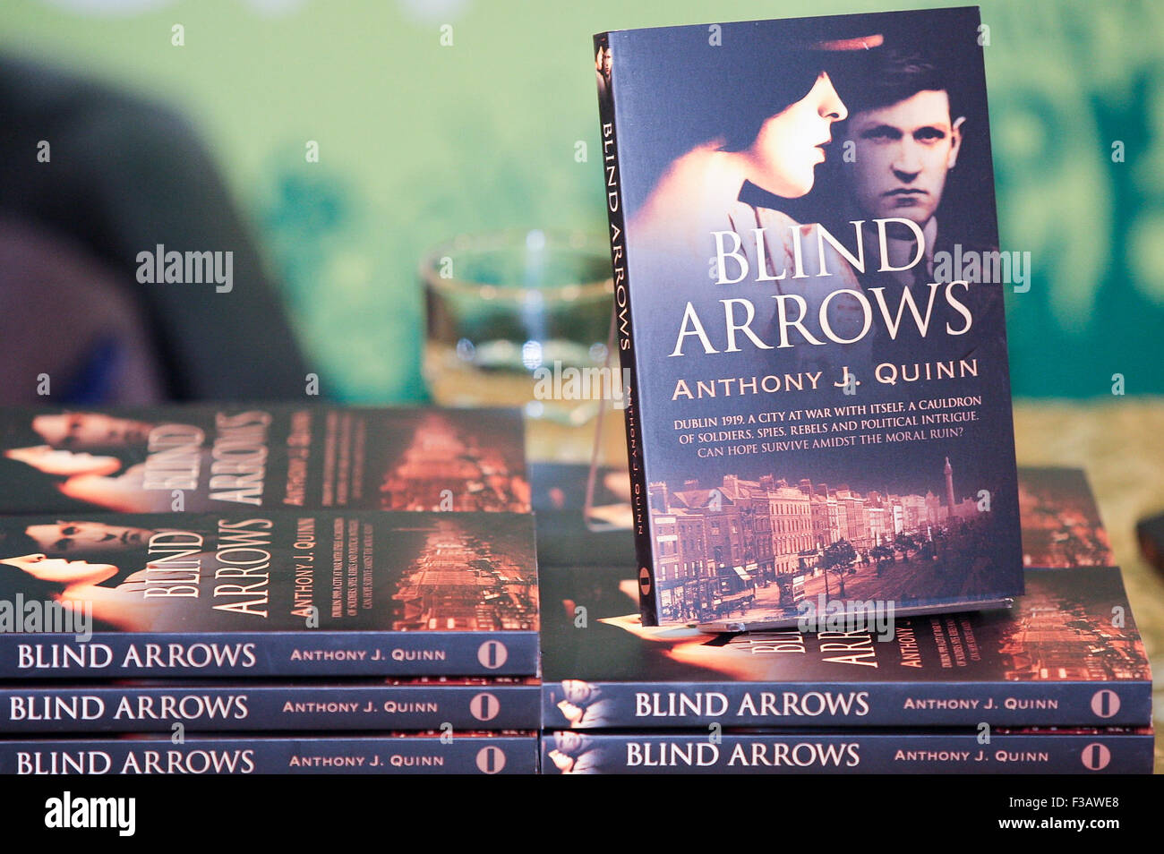 Belfast, UK. 3rd October, 2015. A set of Blind Arrow books, stacked ...