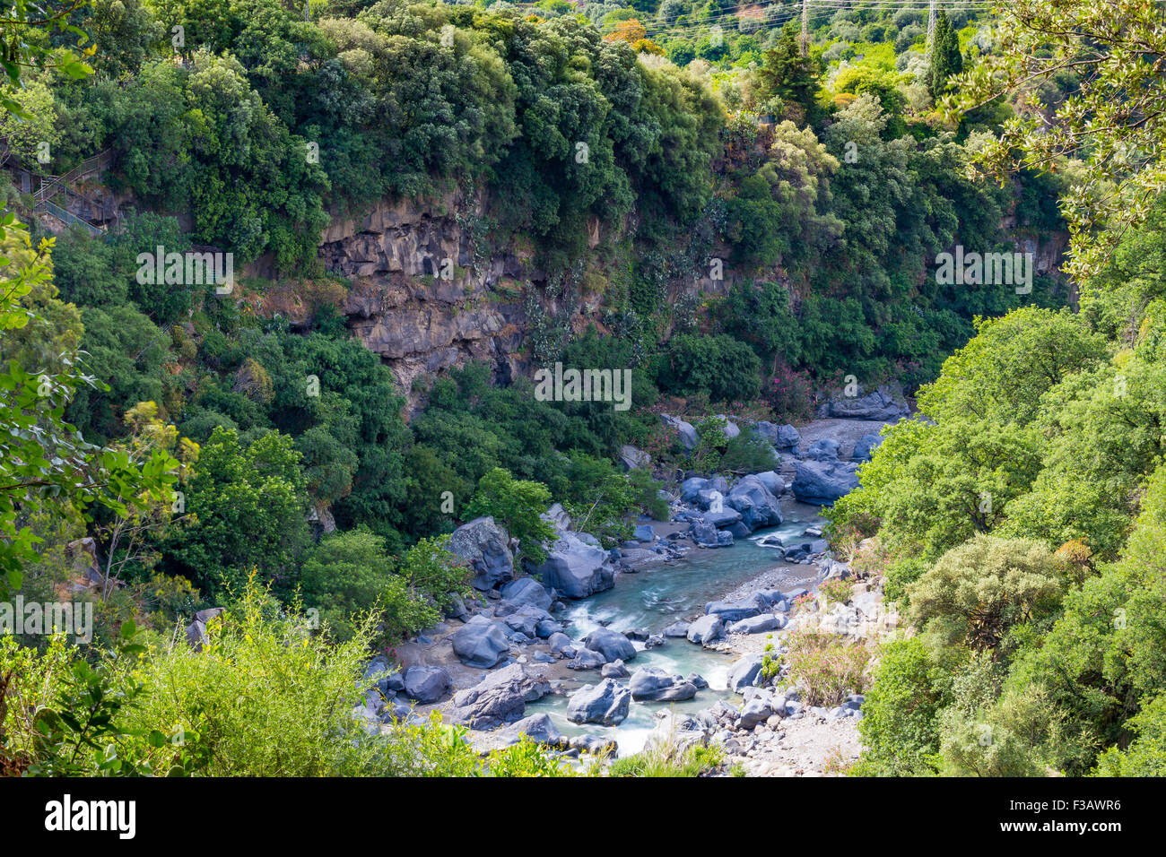 Alcantara gorge valley. Gole dell'Alcantara. Etna, Sicily Stock Photo ...