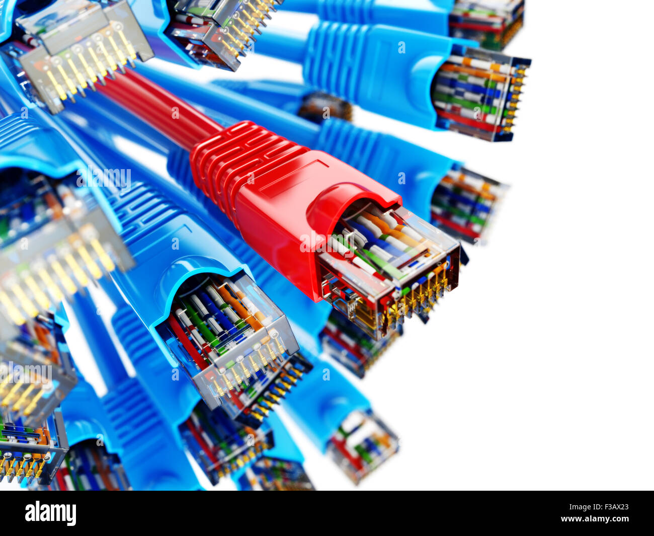 LAN network connection Ethernet RJ45 cables. Choise of provider concept ...