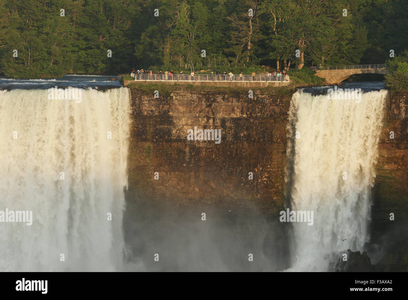Tourists on Luna Island. American Falls. Bridal Veil Falls. Niagara ...