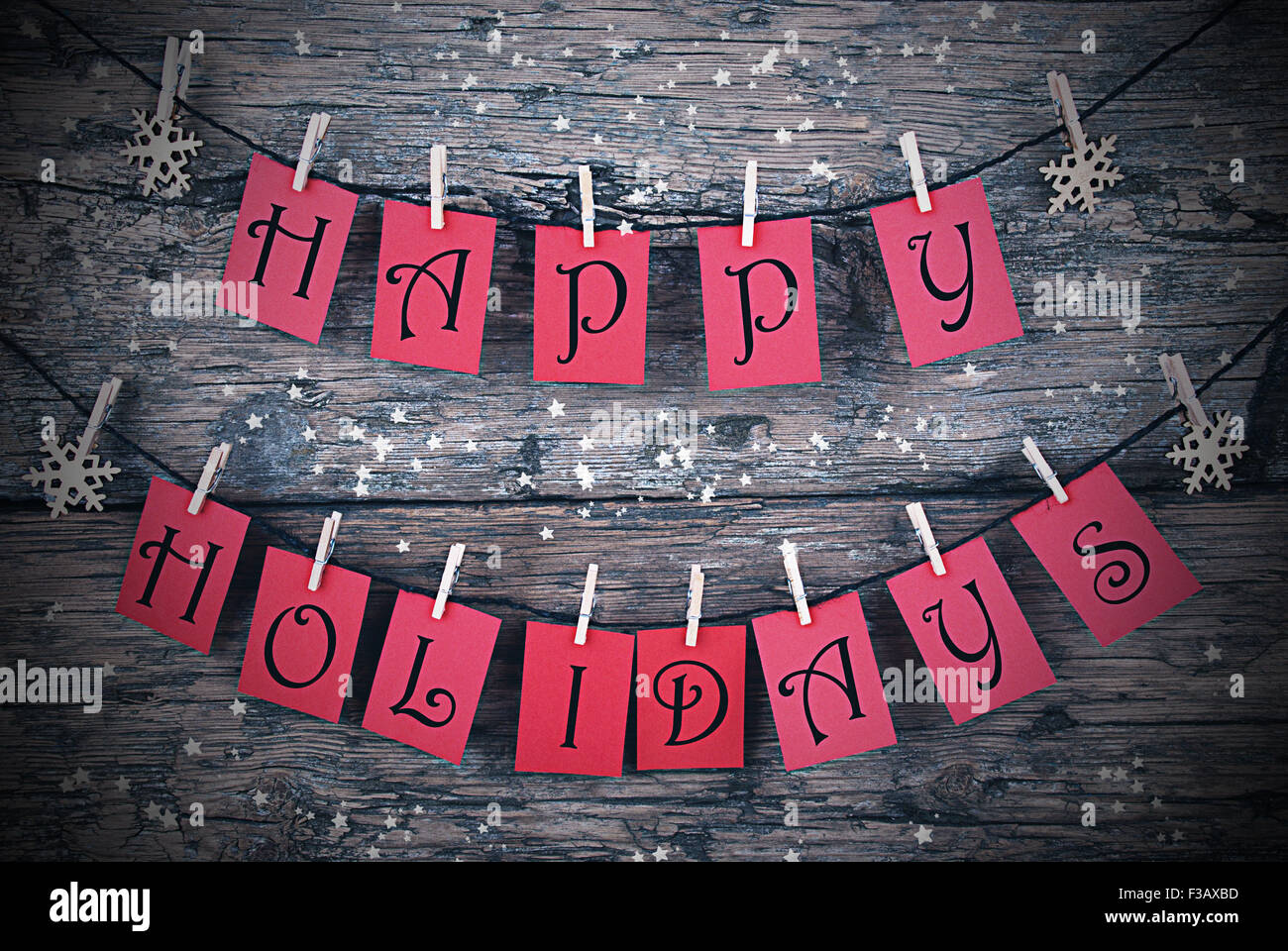 Vintage Or Shabby Chic Wooden Rustic Background. Red Tags With Happy ...