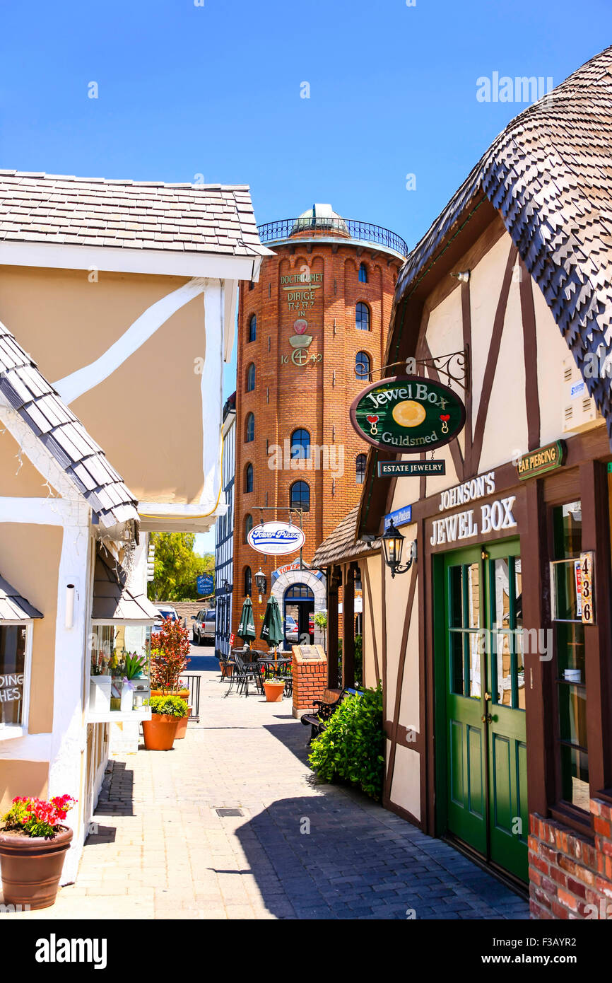 Shops in the Danish-styled fairytale village of Solvang in the Santa ...