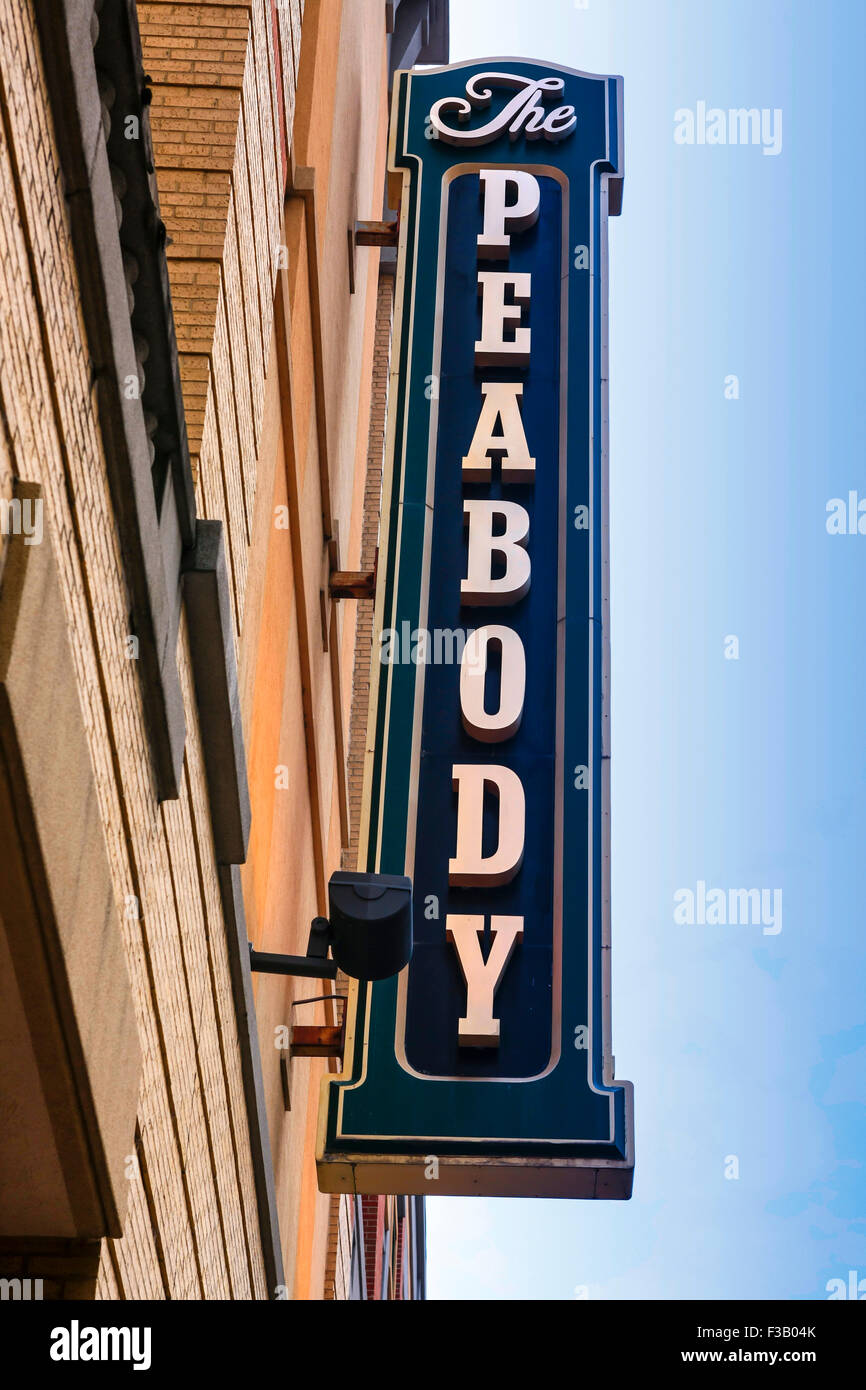 The Peabody Hotel overhead sign in Memphis Tennessee Stock Photo - Alamy