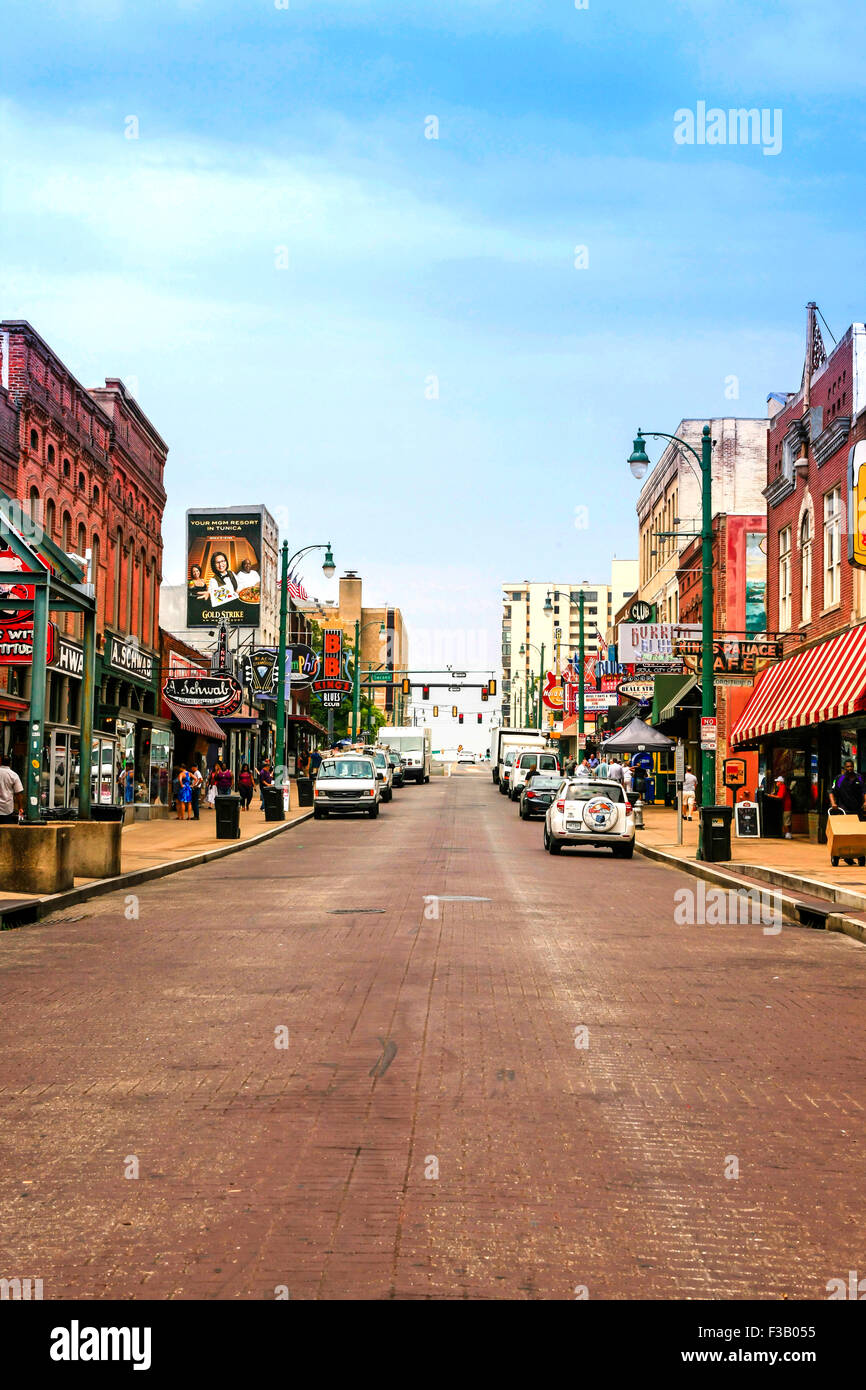 View of Beale Street in downtown Memphis, quiet by day, alive and ...