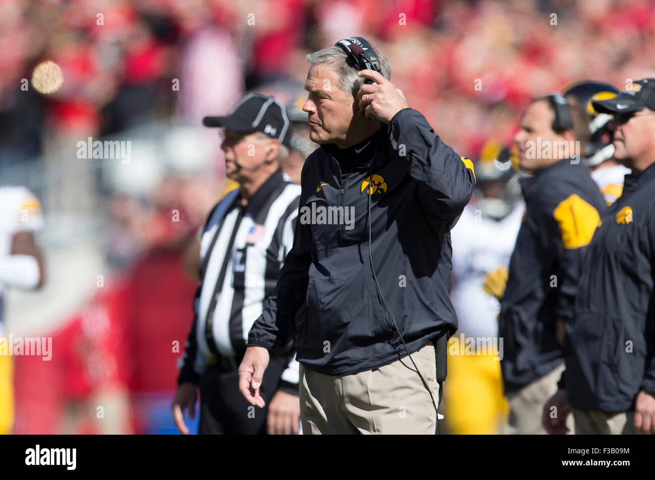 Madison, WI, USA. 3rd Oct, 2015. Iowa Hawkeyes head coach Kirk Ferentz ...