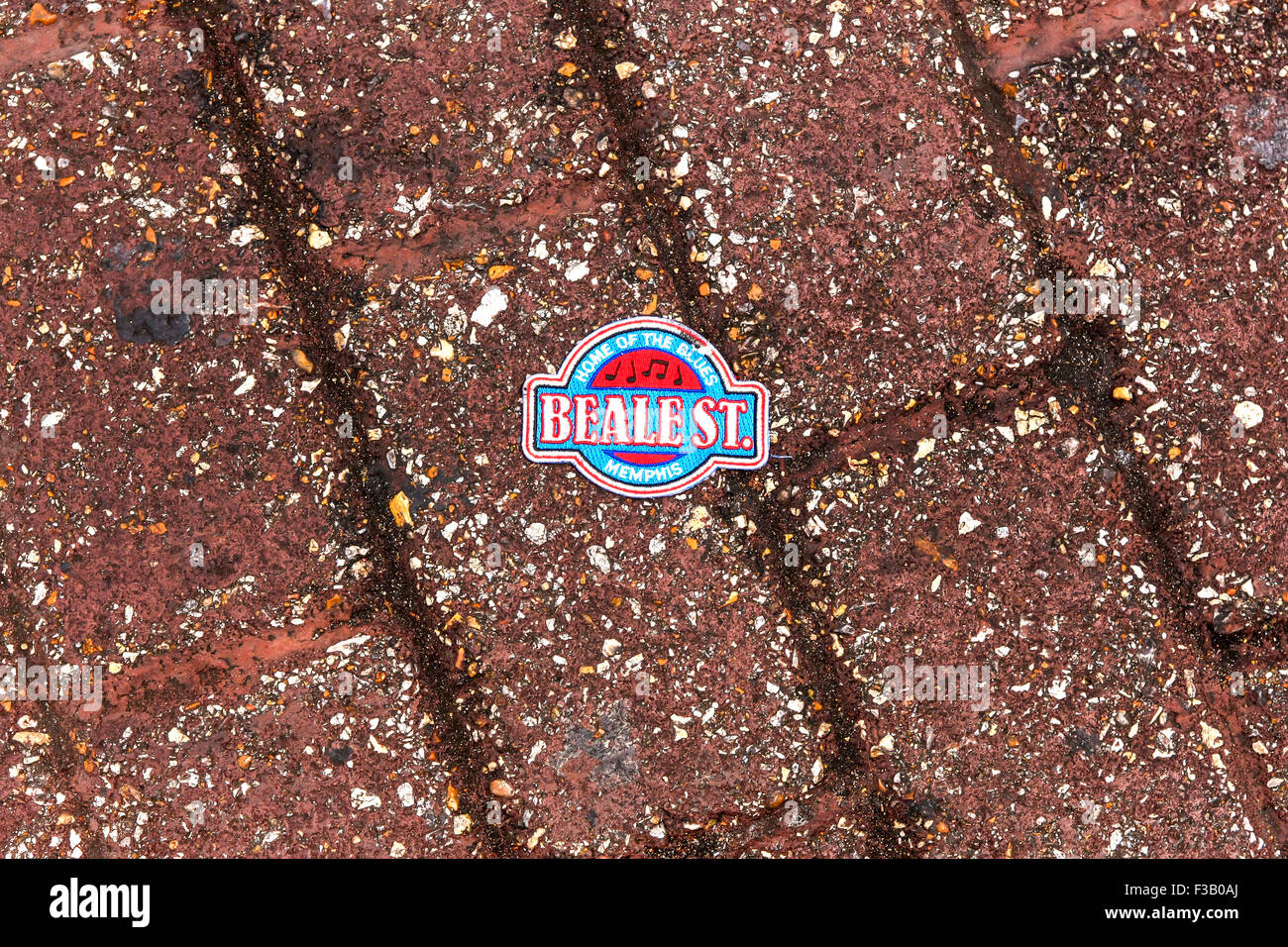 Sticker promoting Beale Street in Memphis discarded on the brick ...