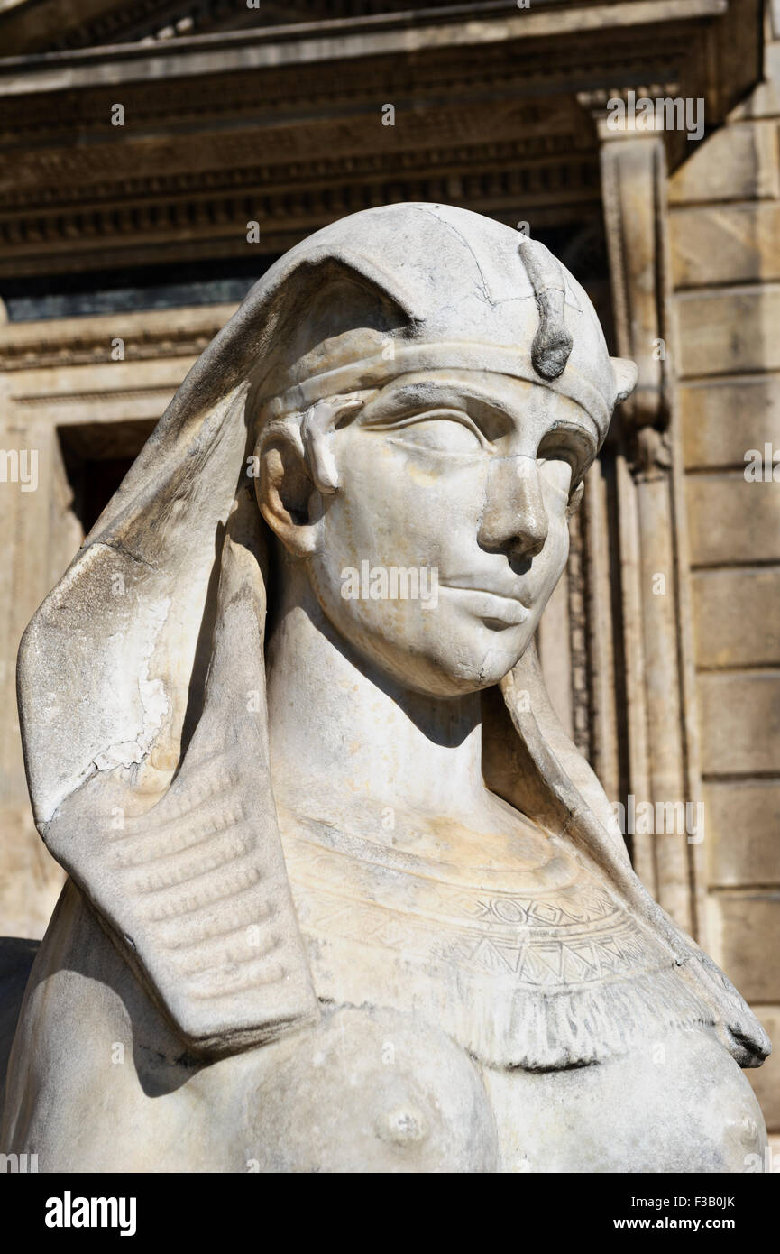 A sphinx statue outside the Hungarian State Opera House in Budapest ...