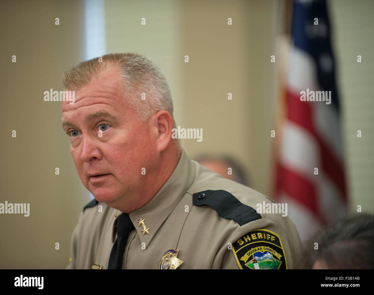 Roseburg, Oregon, USA. 3rd Oct, 2015. Douglas County Sheriff JOHN ...