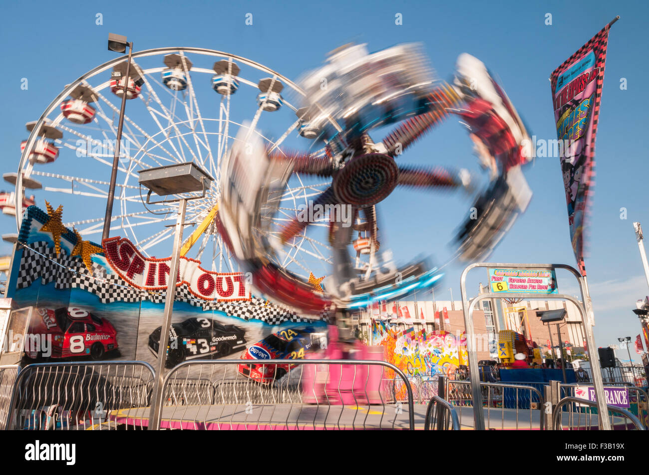 Midway ride, motion blur, Calgary Stampede, Calgary, Alberta, Canada ...