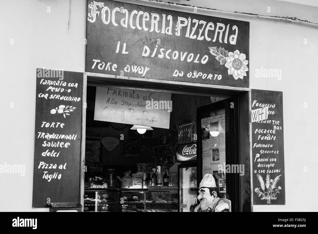 Pizzeria storefront, Manarola, Riomaggiore, La Spezia, Cinque Terre ...