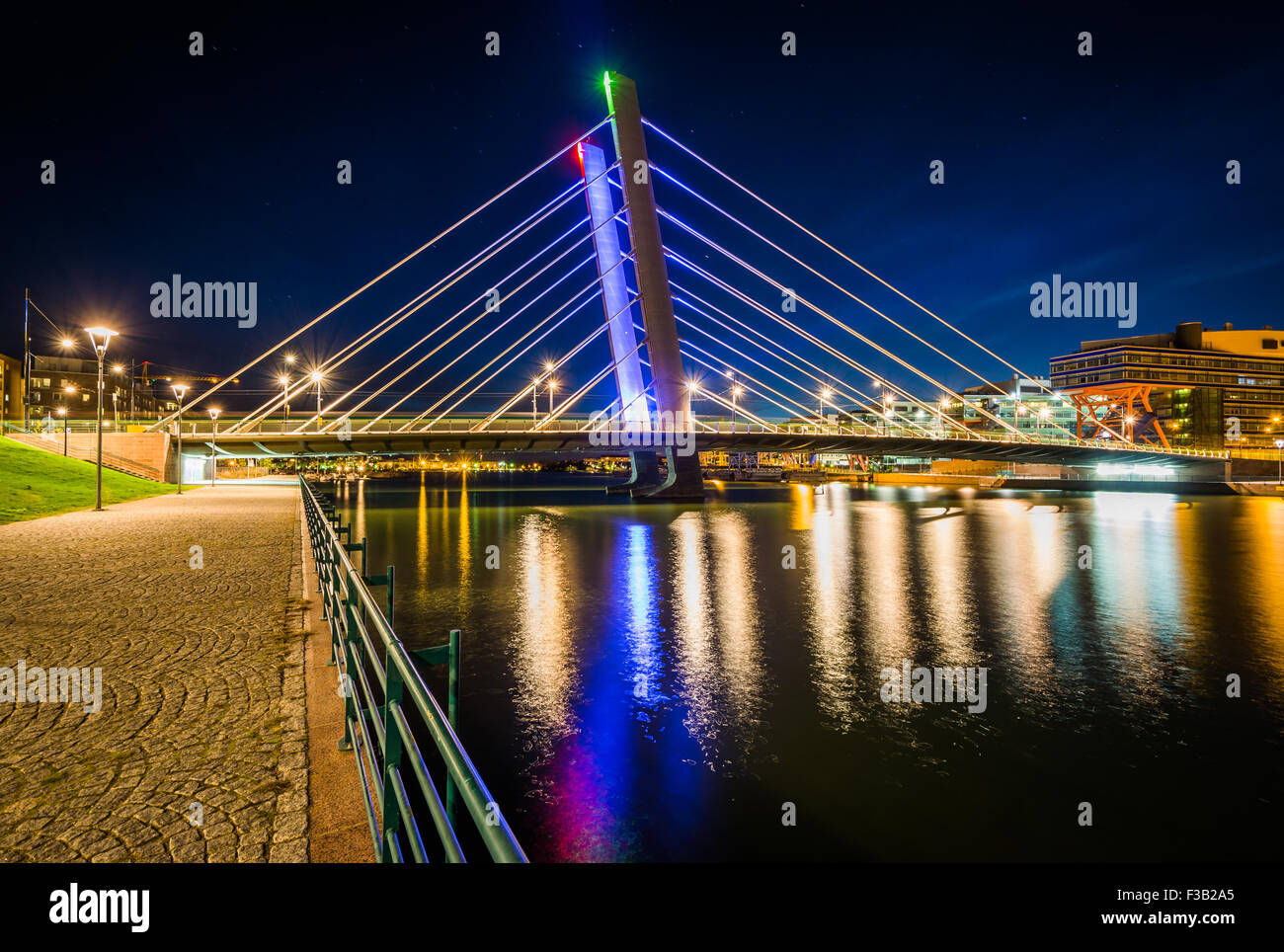 Crusell Bridge at night, over the Ruoholahti Canal, in Helsinki, Finland Stock Photo - Alamy