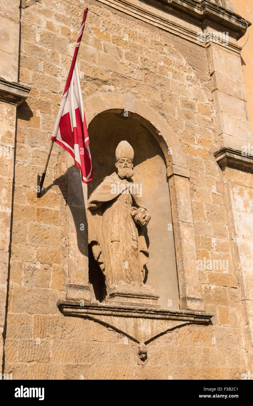 San Pietro in Selci, statue in tufa of San Lino, Pope Linus (died c. AD ...
