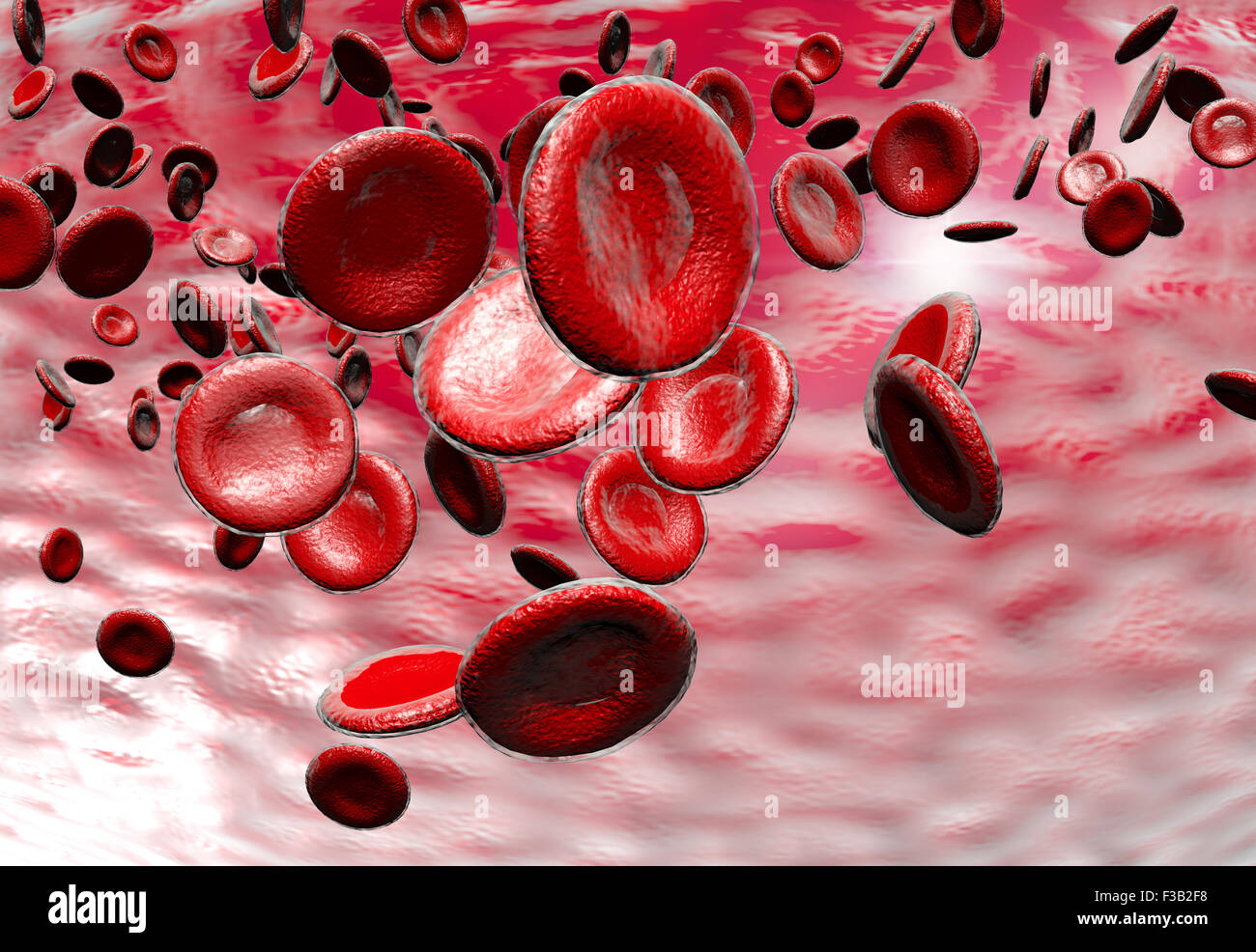 Healthy human red bloodcells in close up 3d graphics render Stock Photo ...