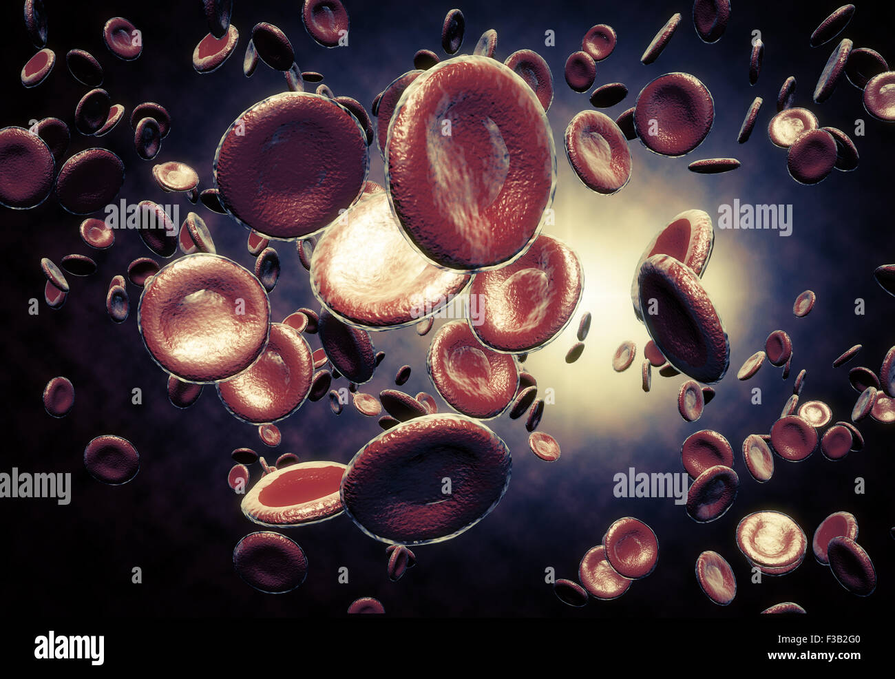 Healthy human red bloodcells in close up 3d graphics render Stock Photo ...