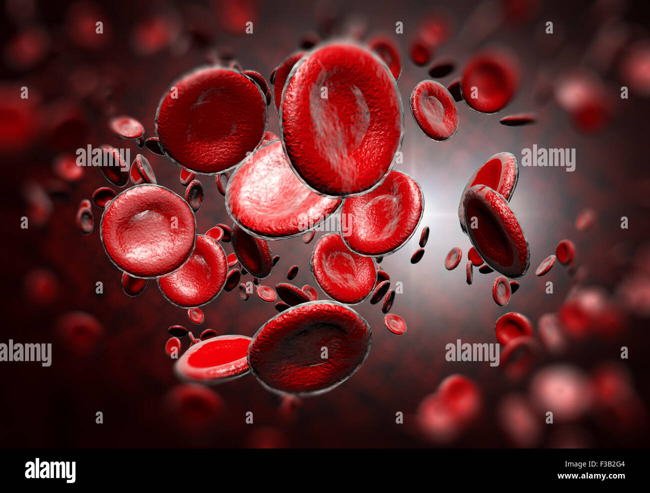 Healthy human red bloodcells in close up 3d graphics render Stock Photo ...