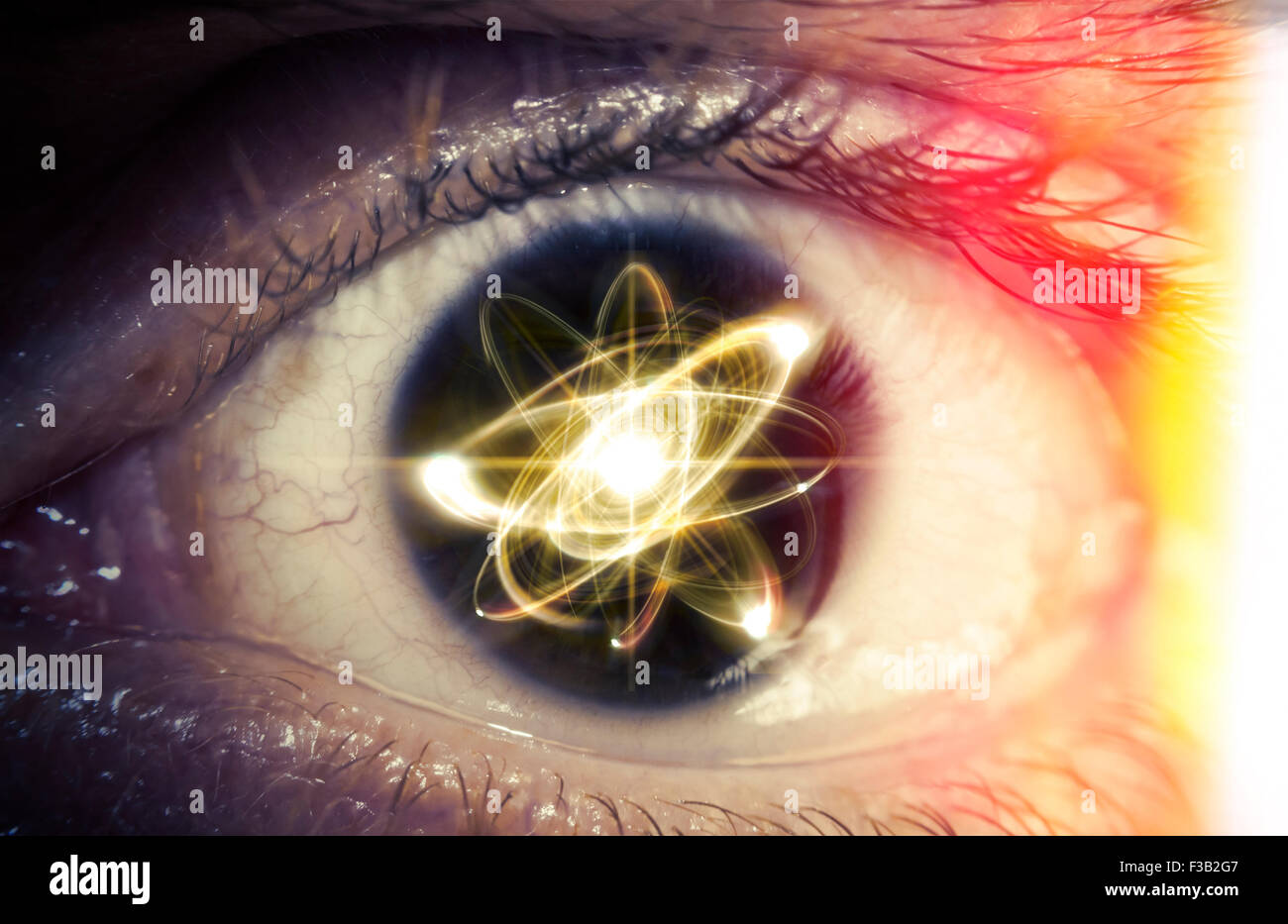 Atomic particle reflection in the pupil of an eye for physics ...