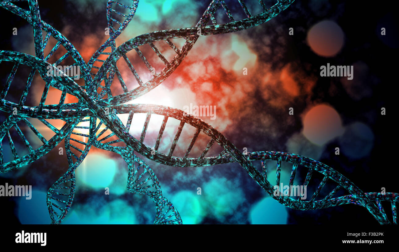3D DNA strand with vibrant colors for genetics background Stock Photo ...