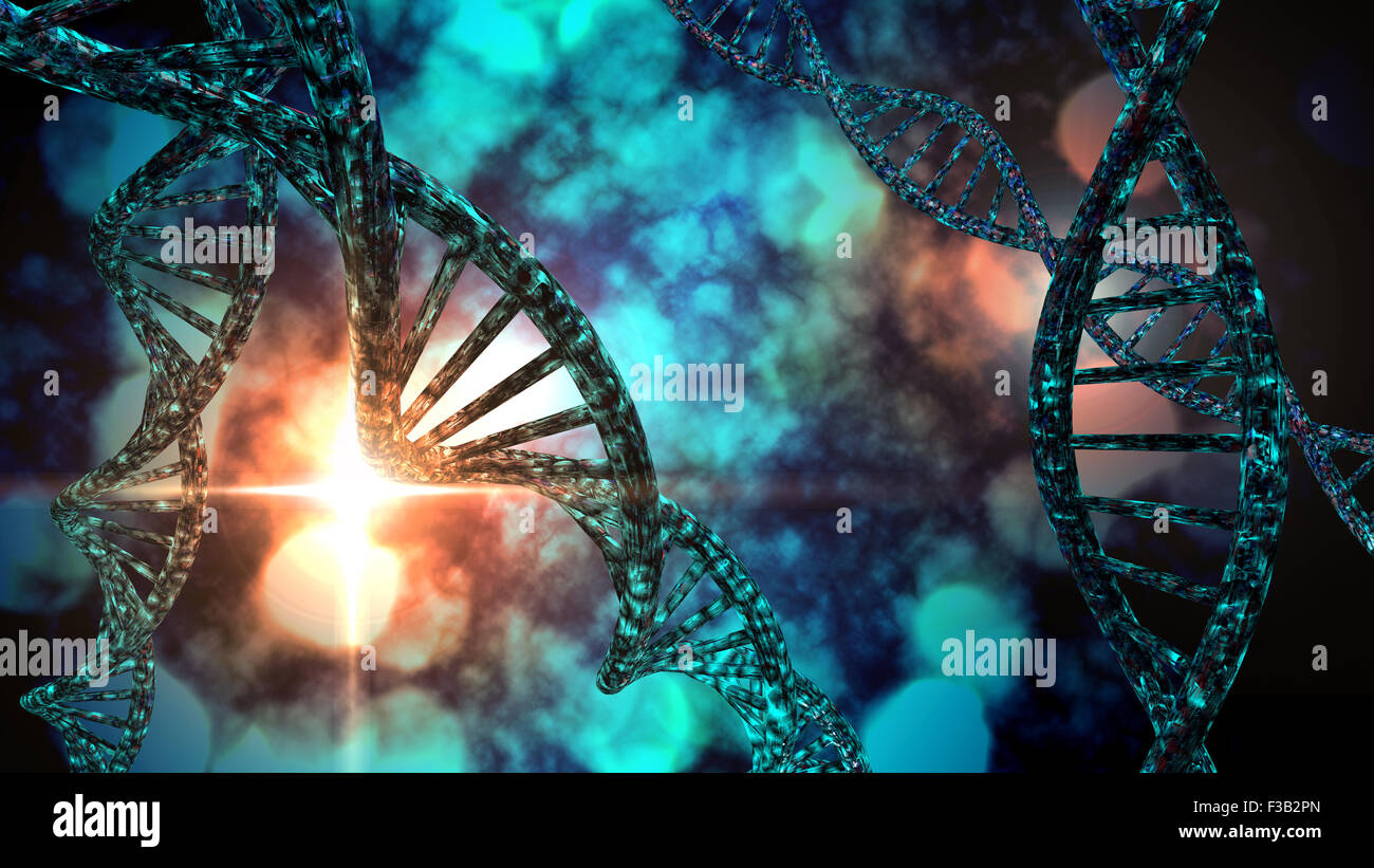 3D DNA strand with vibrant colors for genetics background Stock Photo ...