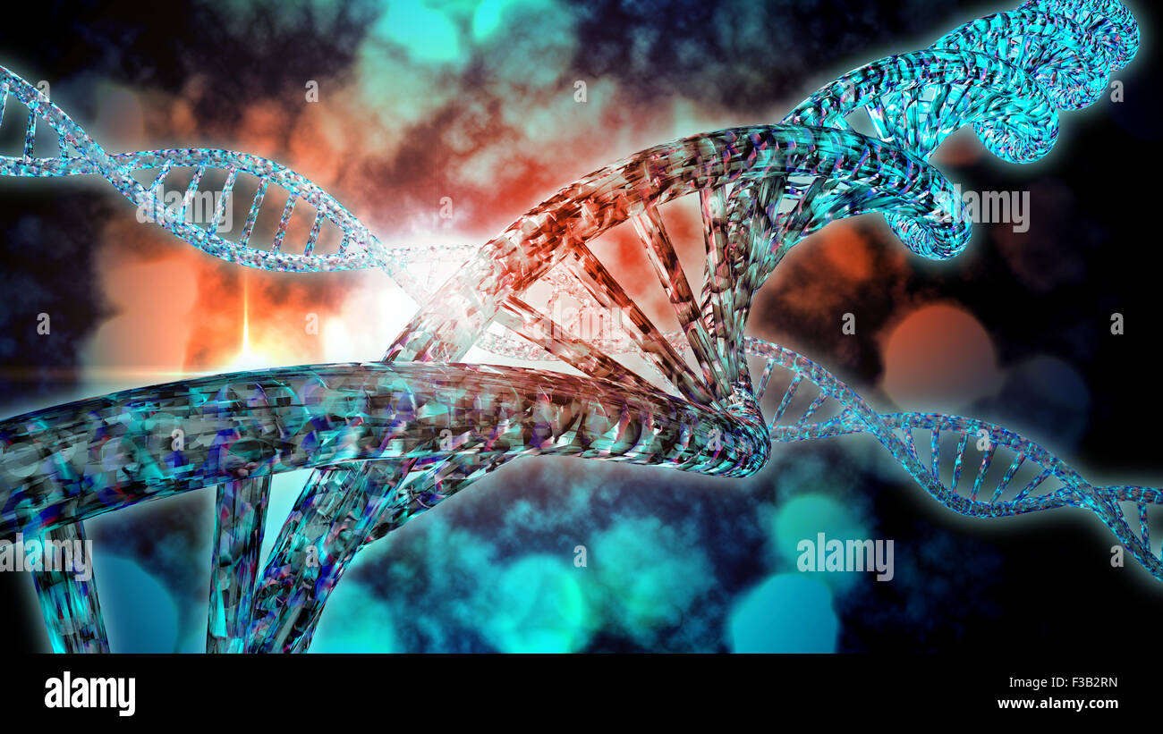 3D DNA strand with vibrant colors for genetics background Stock Photo ...