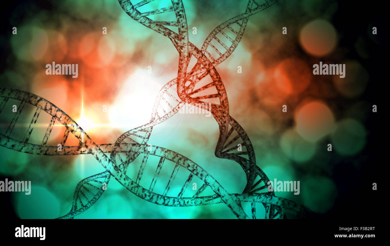 3D DNA strand with vibrant colors for genetics background Stock Photo ...