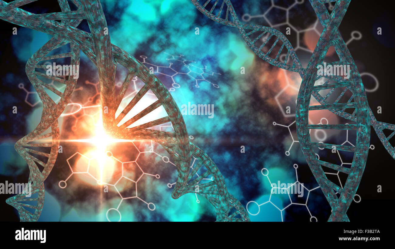 3D DNA strand with vibrant colors for genetics background Stock Photo ...