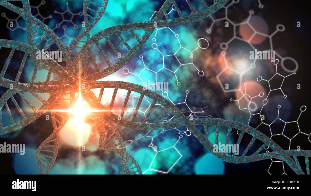 3D DNA strand with vibrant colors for genetics background Stock Photo ...