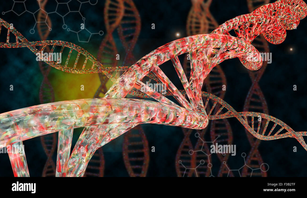 3D DNA strand with vibrant colors for genetics background Stock Photo ...