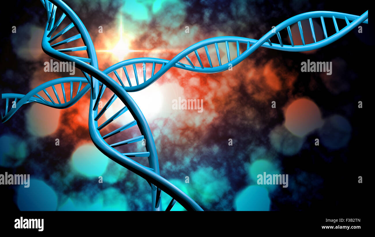 3D DNA strand with vibrant colors for genetics background Stock Photo ...