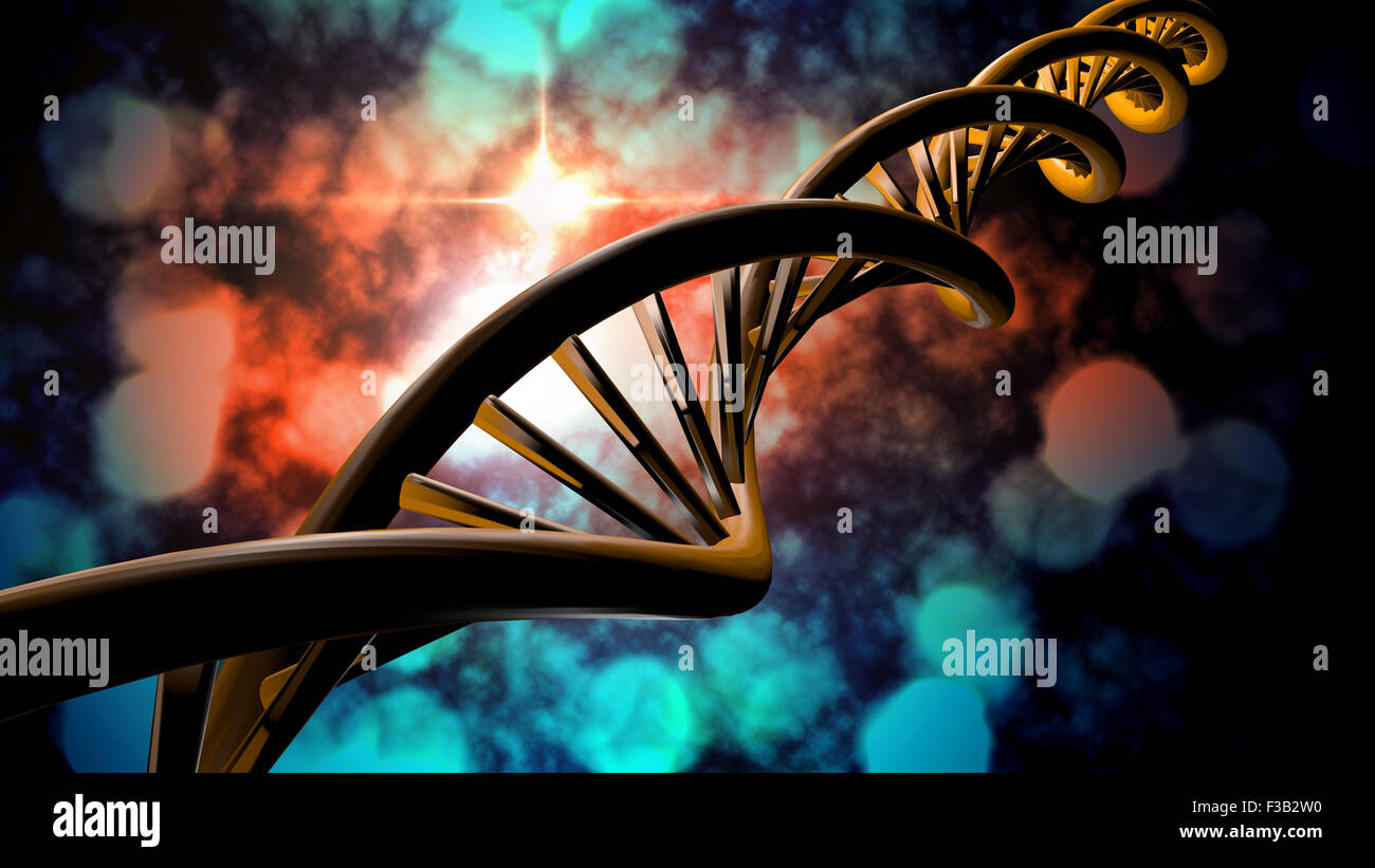 3D DNA strand with vibrant colors for genetics background Stock Photo ...