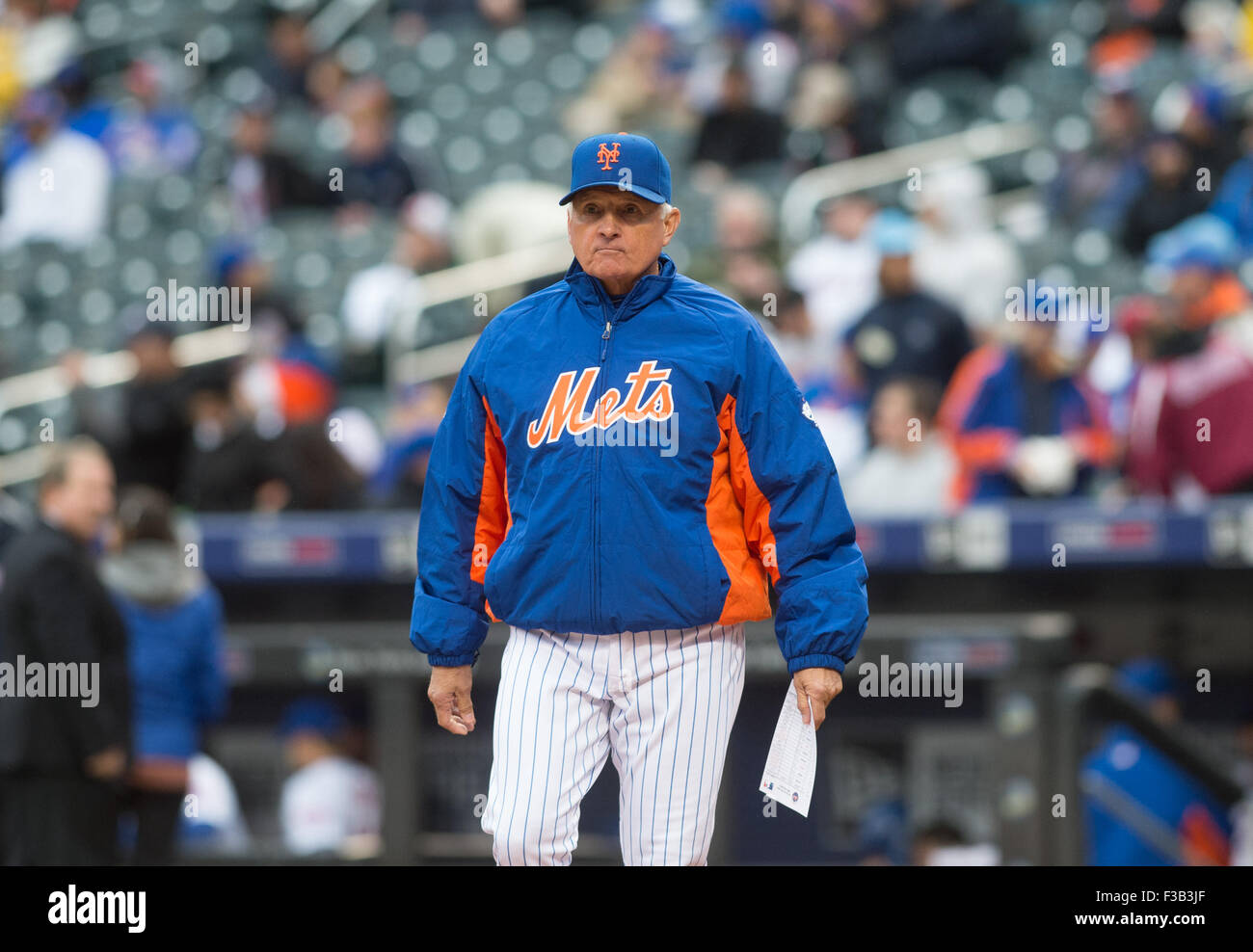 New York, NY, USA. 3rd Oct, 2015. New York Mets manager TERRY COLLINS ...