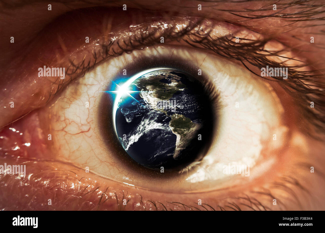 Human eye with planet earth hi-res stock photography and images - Alamy