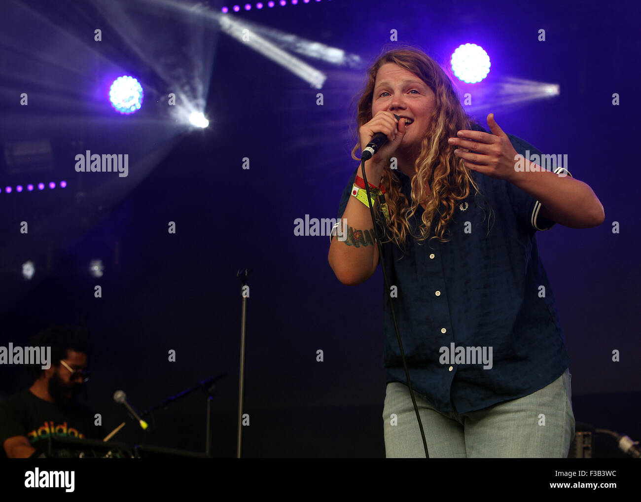 Kate Tempest performing and the closing firework display during Day ...