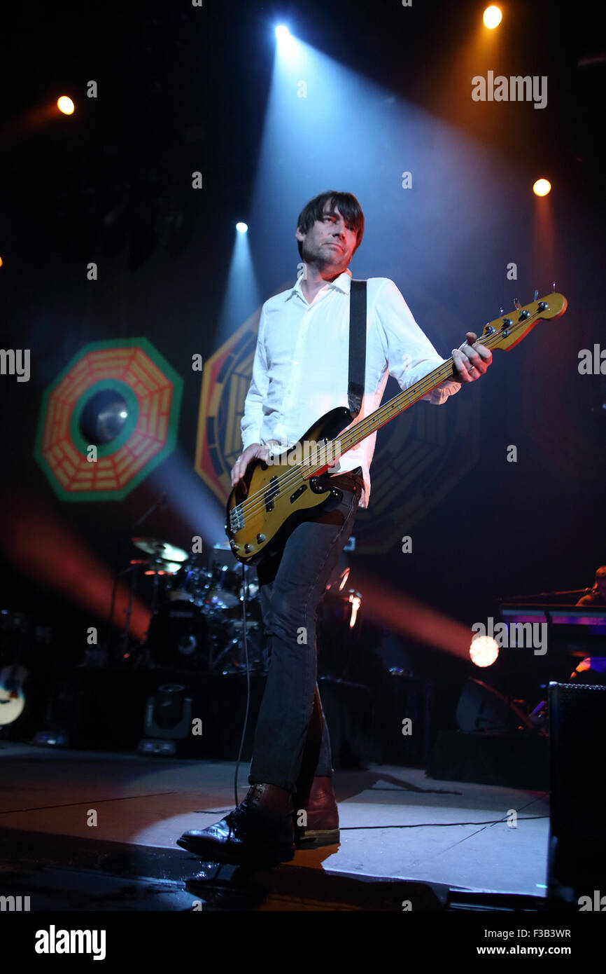 Blur performing live on stage at Perth Arena Featuring: Alex James ...