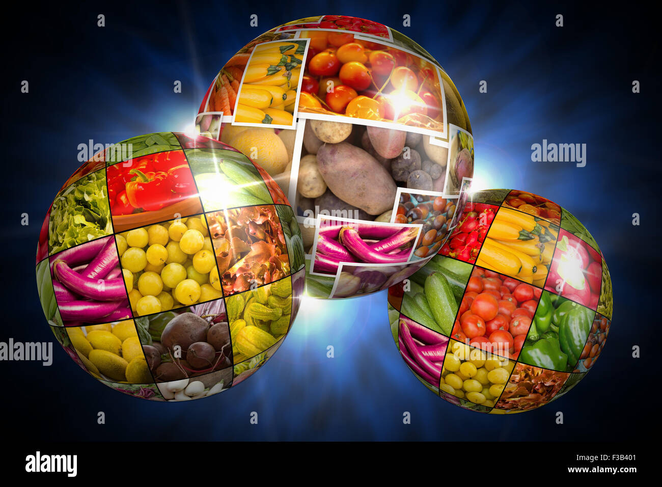 Variety of popular farmers market fruits and vegetables in produce ...