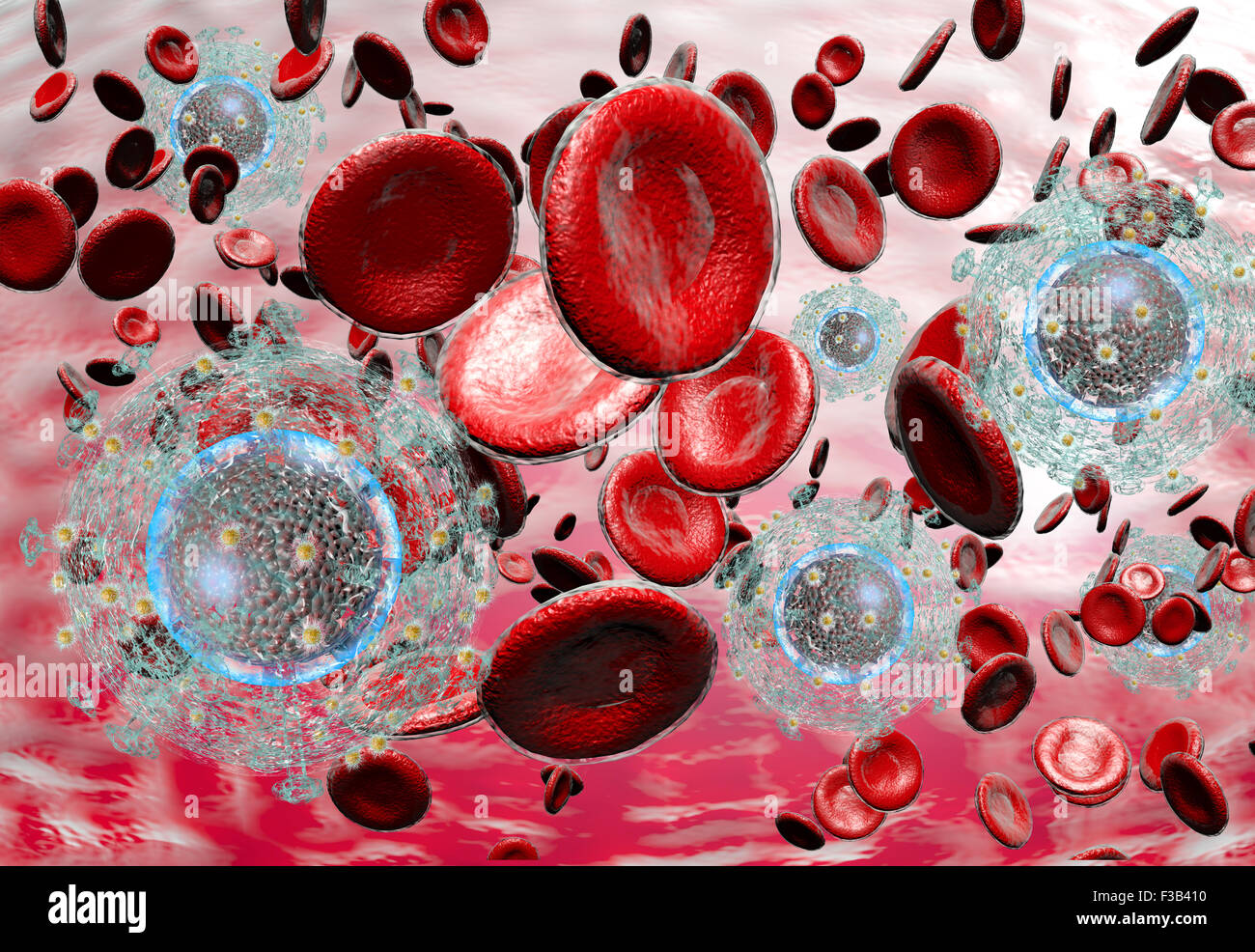 3D generated illustration of HIV Aids virus cells for medical science ...