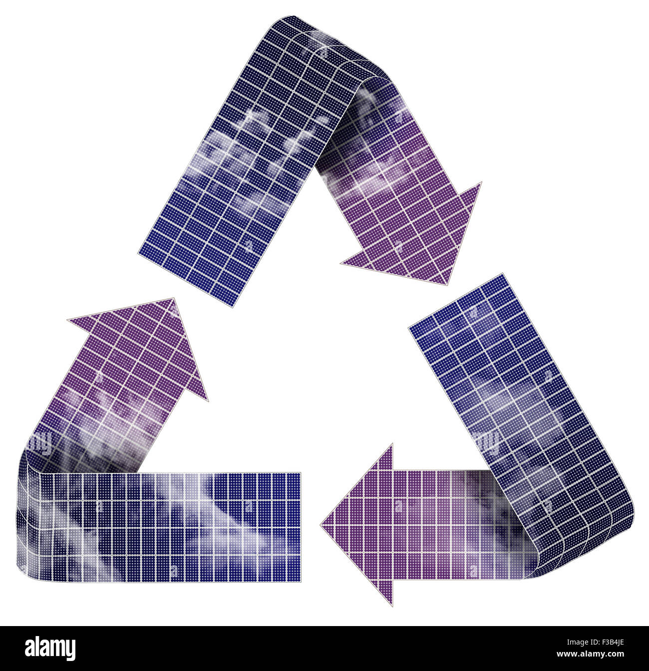 Several solar panels shaped to form recycle symbol Stock Photo - Alamy