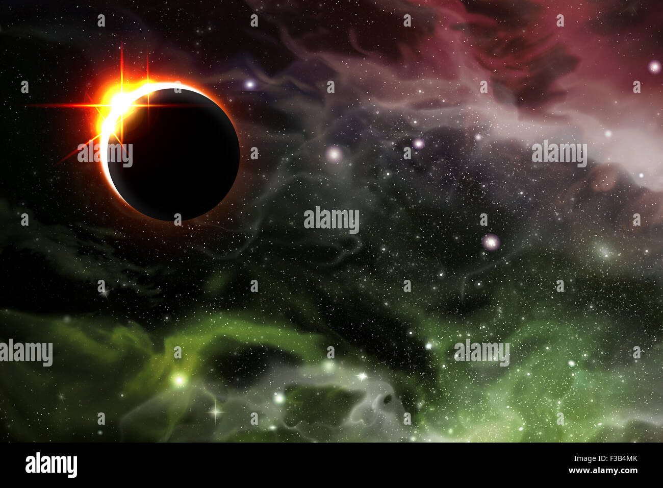 Bright eclipse starscape backdrop with colorful space clouds Stock ...