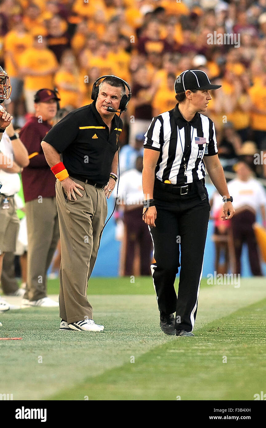 Pasadena, CA. 3rd Oct, 2015. Arizona State Sun Devils head coach Todd ...