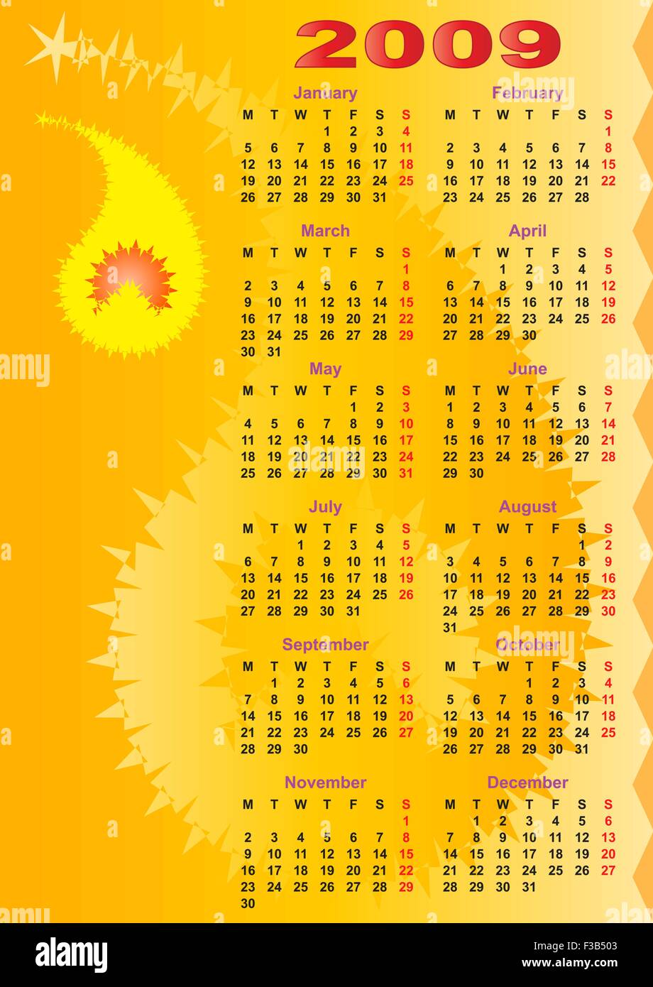 Calendar Design 2009 Vector Art Stock Vector Image & Art - Alamy