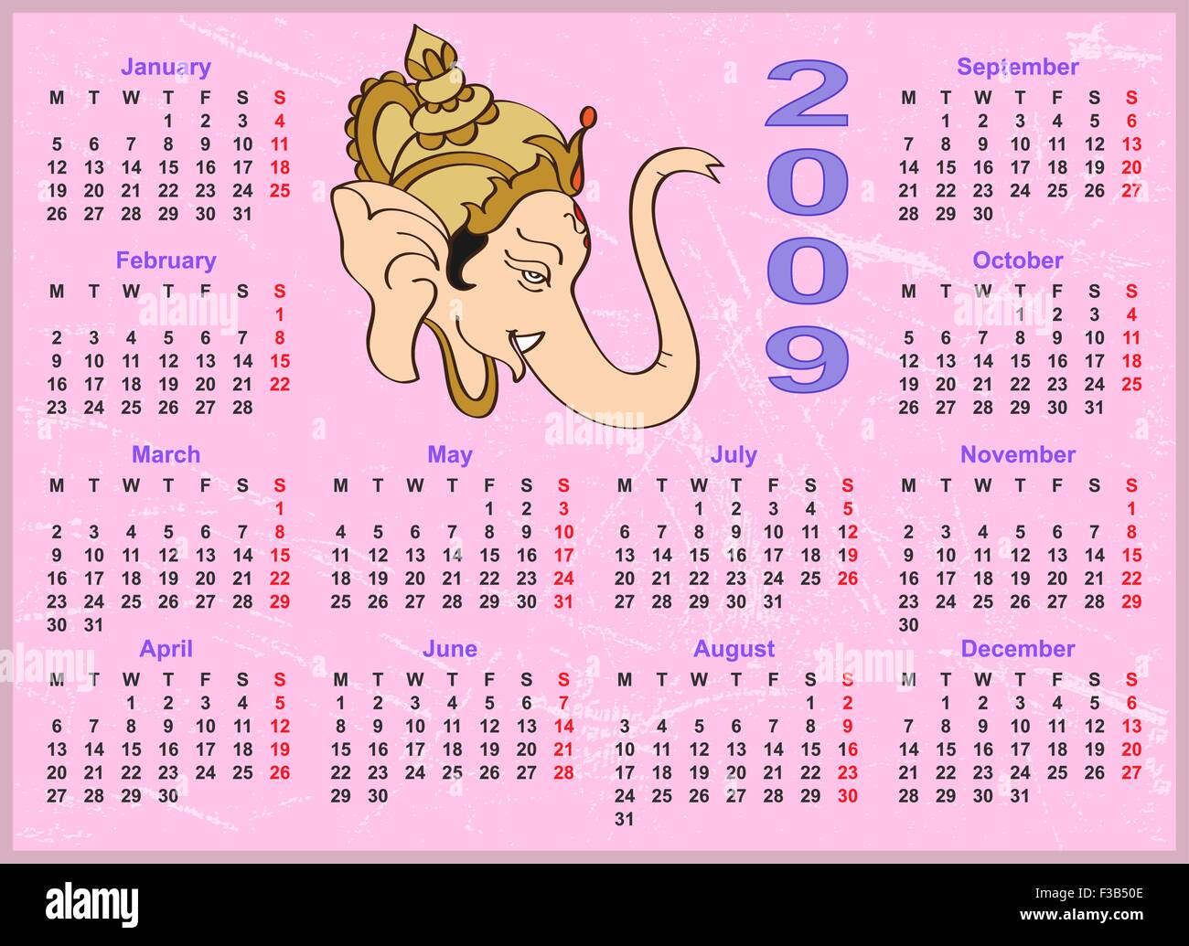 Calendar design 2009 vector art hi-res stock photography and images - Alamy
